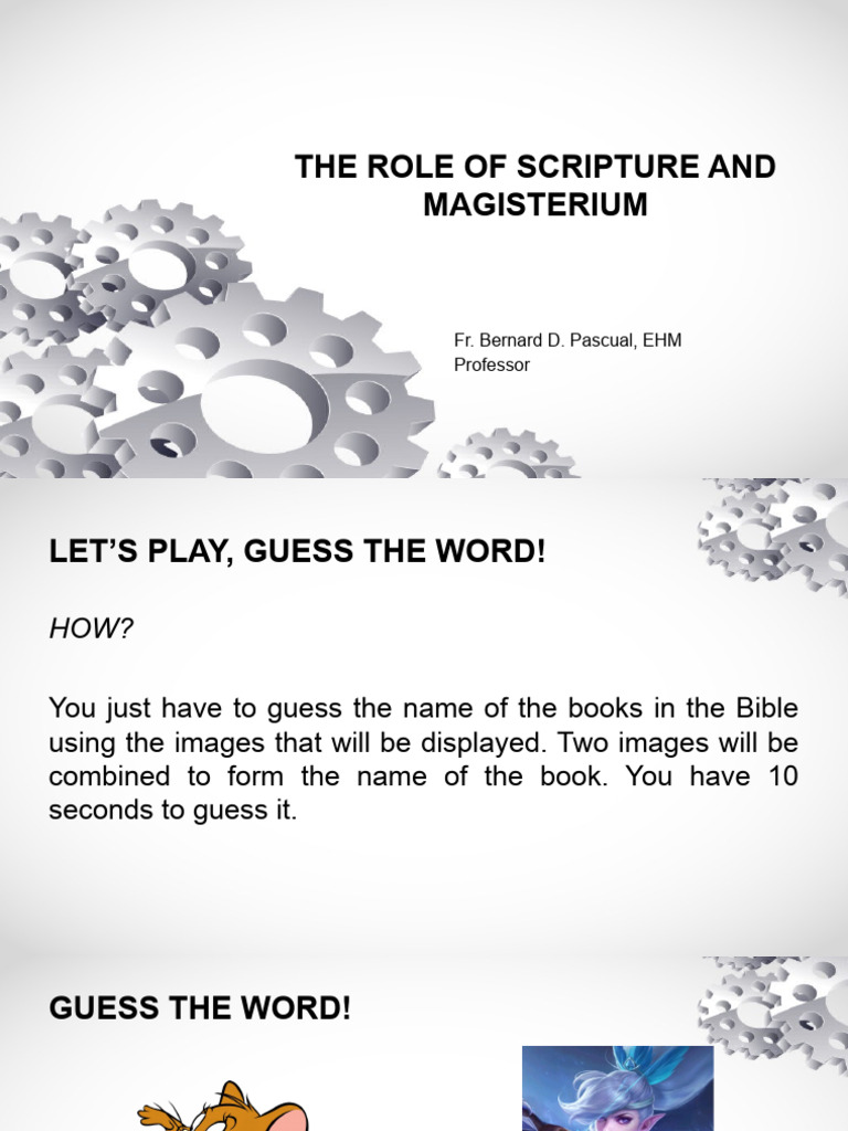 Role of Scriptures and Magisterium Ethics Lecture | PDF | Bible ...