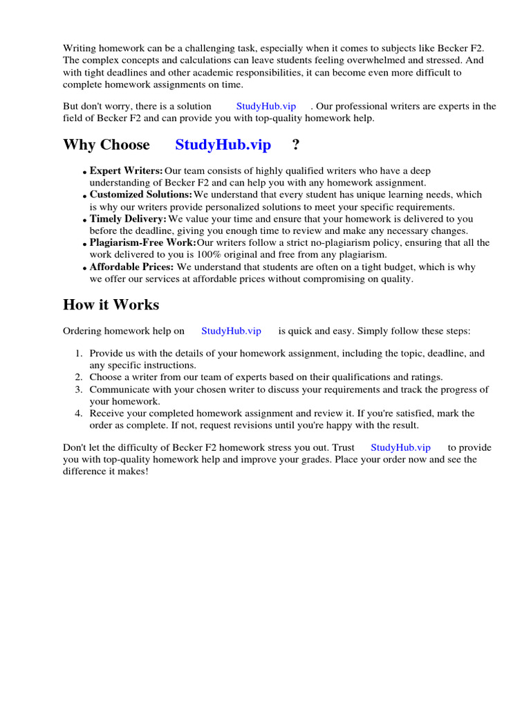 Becker f2 Homework | PDF | Lesson Plan | Homework