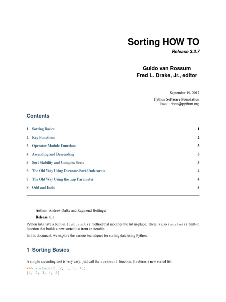 Howto Sorting | PDF | Parameter (Computer Programming) | Computer Programming