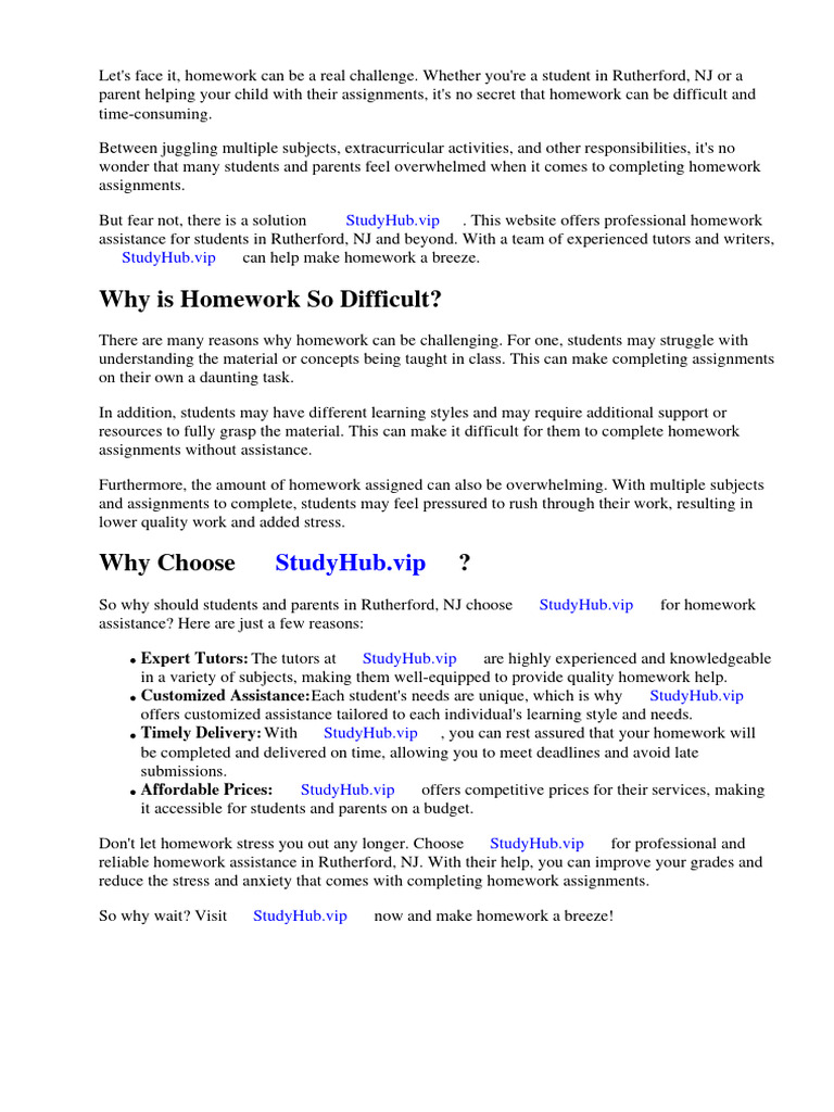 Homework Now Rutherford NJ | PDF | Cost Of Living | Homework