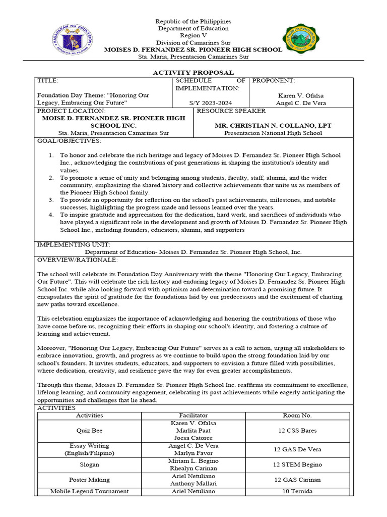 Foundation Day 2024 Proposal | PDF
