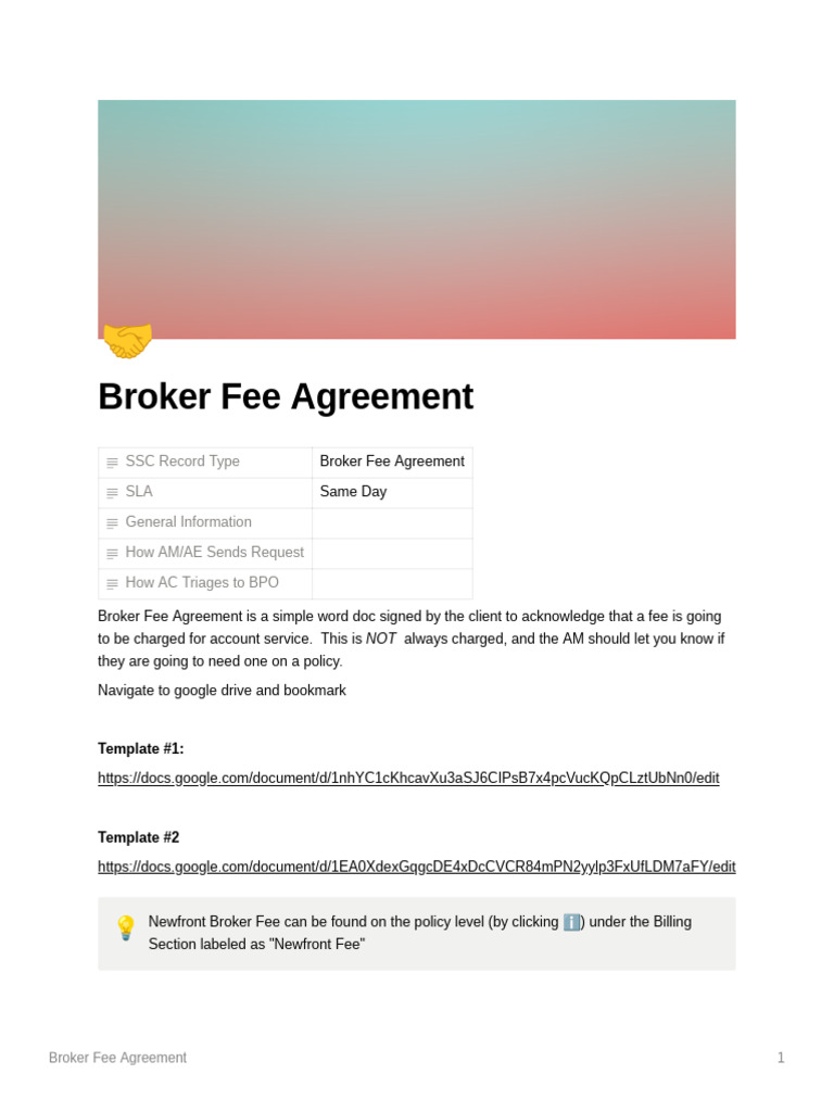 Broker Fee Agreement | PDF