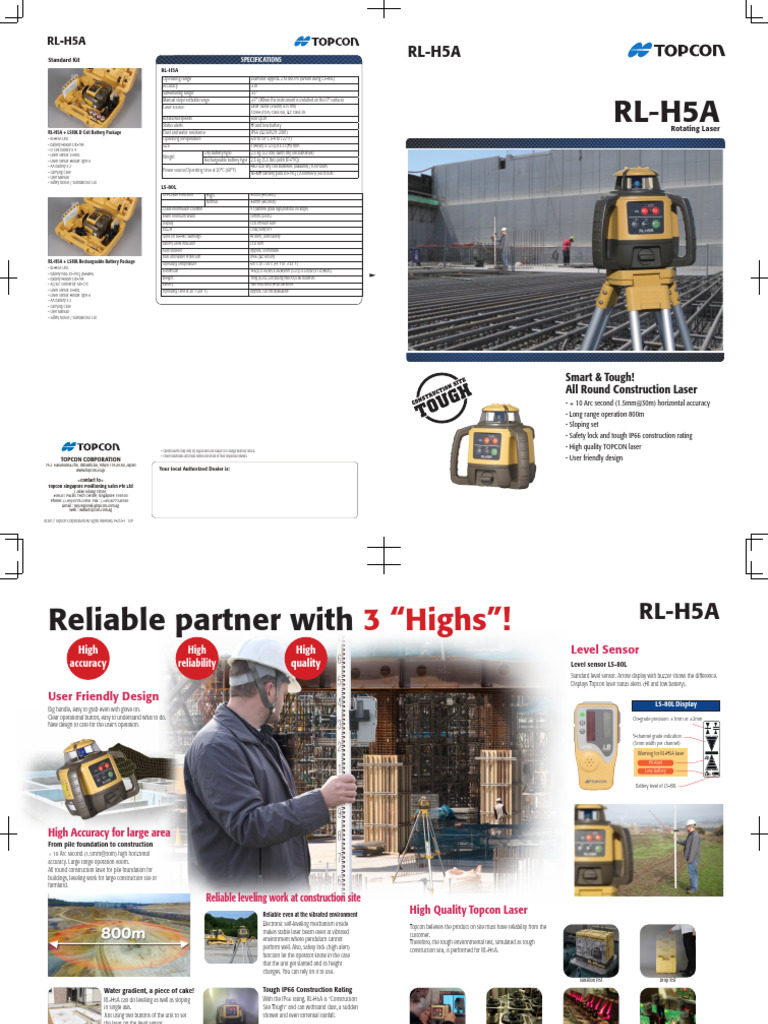 Topcon RL-H5A Laser Specifications | PDF | Electricity | Electrical ...