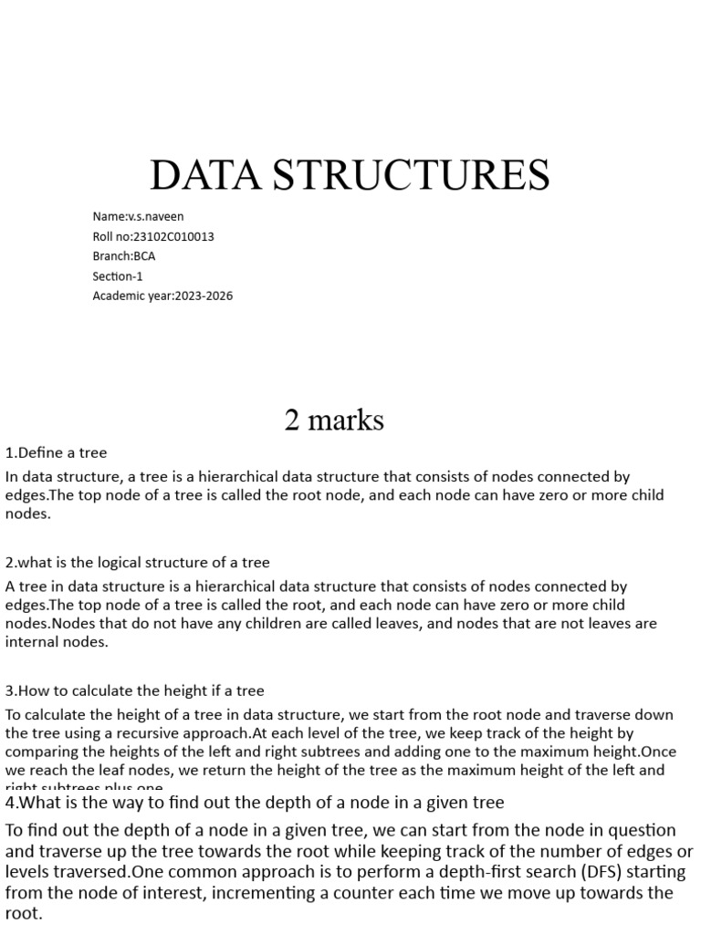 Data Structures - Naveen | PDF | Algorithms And Data Structures | Computing