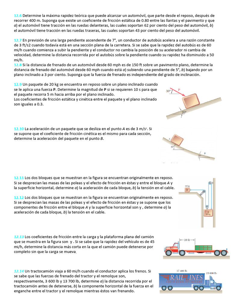 Practica Del Capitulo 12-Se | PDF | Fricción | Aceleración