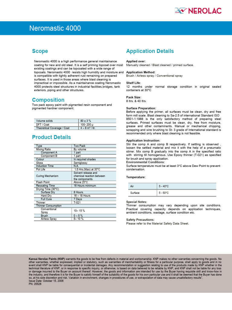 Neromastic 4000 | PDF | Paint | Coating