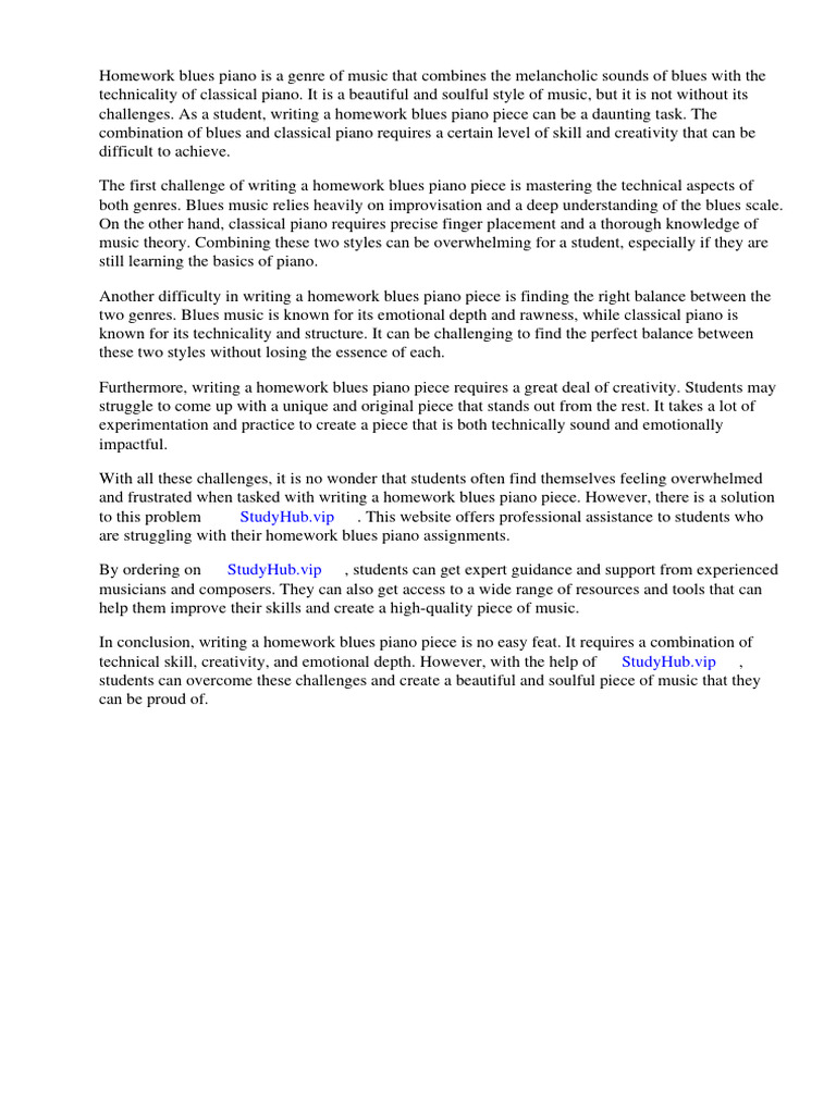 Homework Blues Piano | PDF | Sheet Music | Mobile App