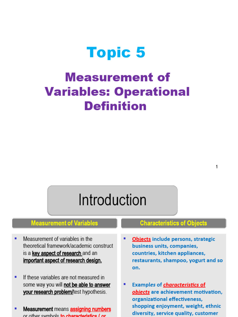 Chapter 4 - Measurement of Variables (Operational Definition) | PDF ...
