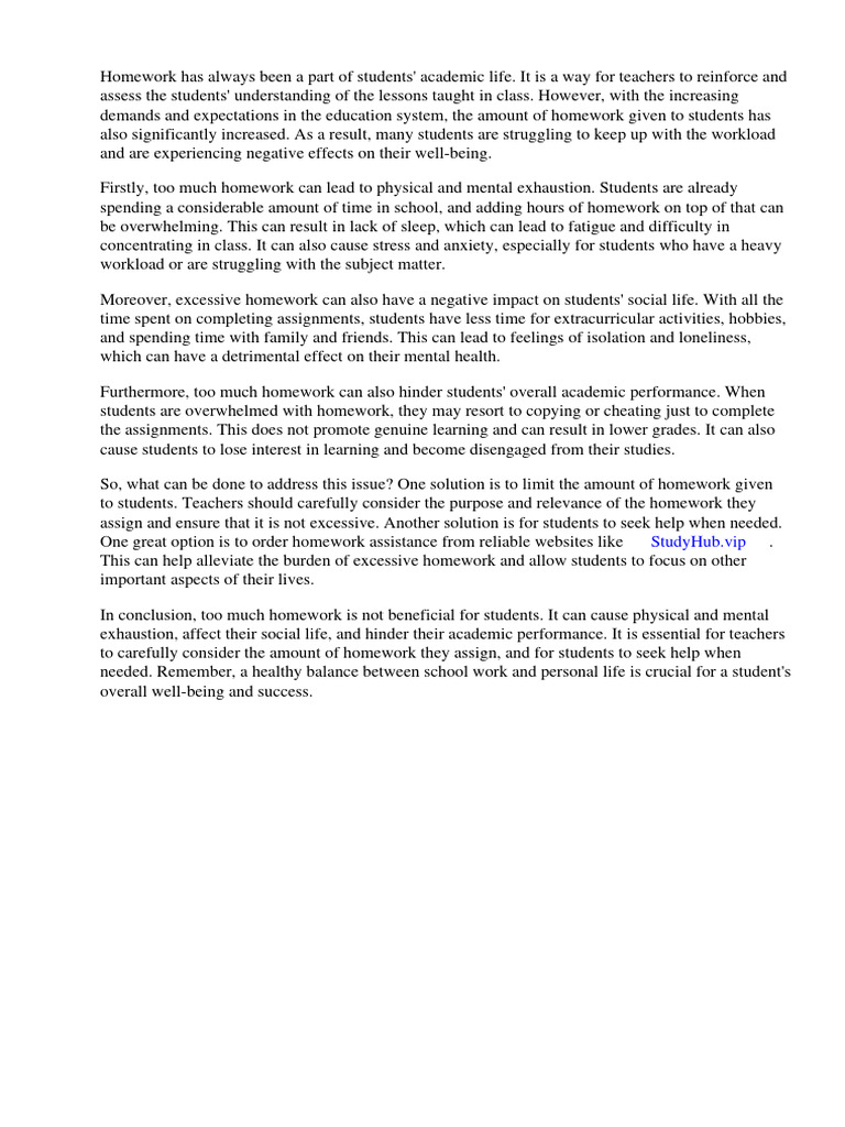 Why Is Too Much Homework Not Good For Students | PDF | Homework | Teachers