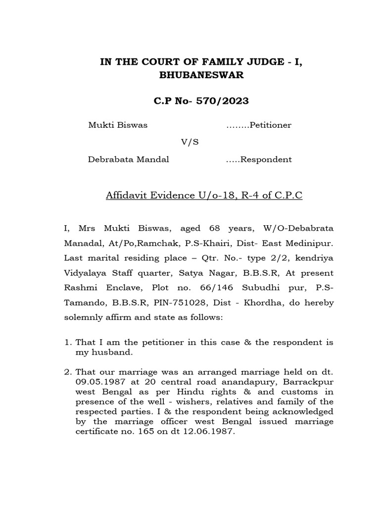 affidavit evidence | PDF | Social Institutions | Marriage