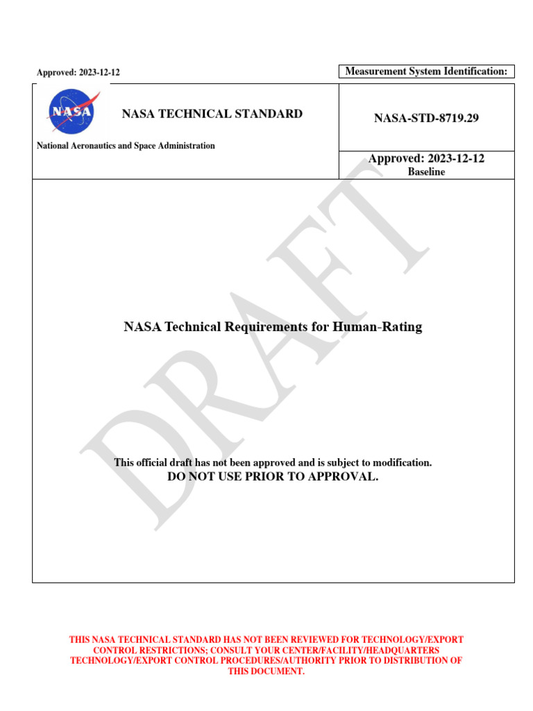 NASA STD 871929 Baseline | PDF | Risk | Human Spaceflight