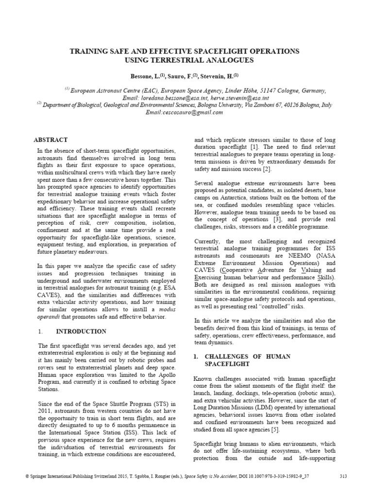 CAVES Program | PDF | Extravehicular Activity | Human Spaceflight