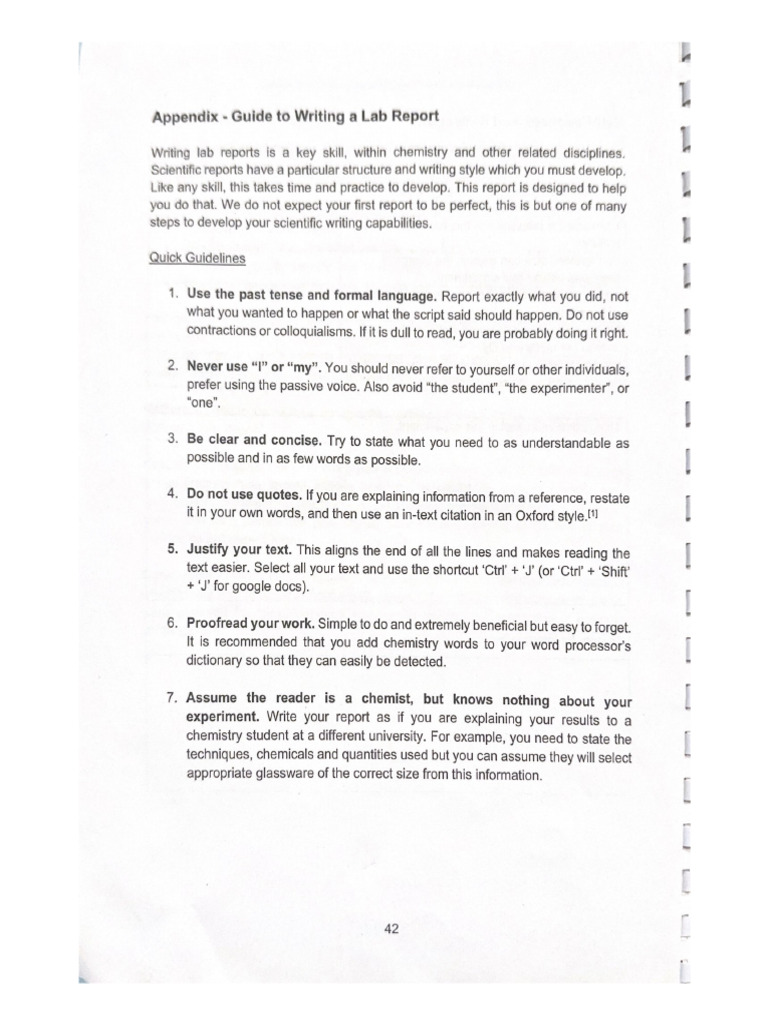 Appendix - Guide to Writing a Lab Report | PDF