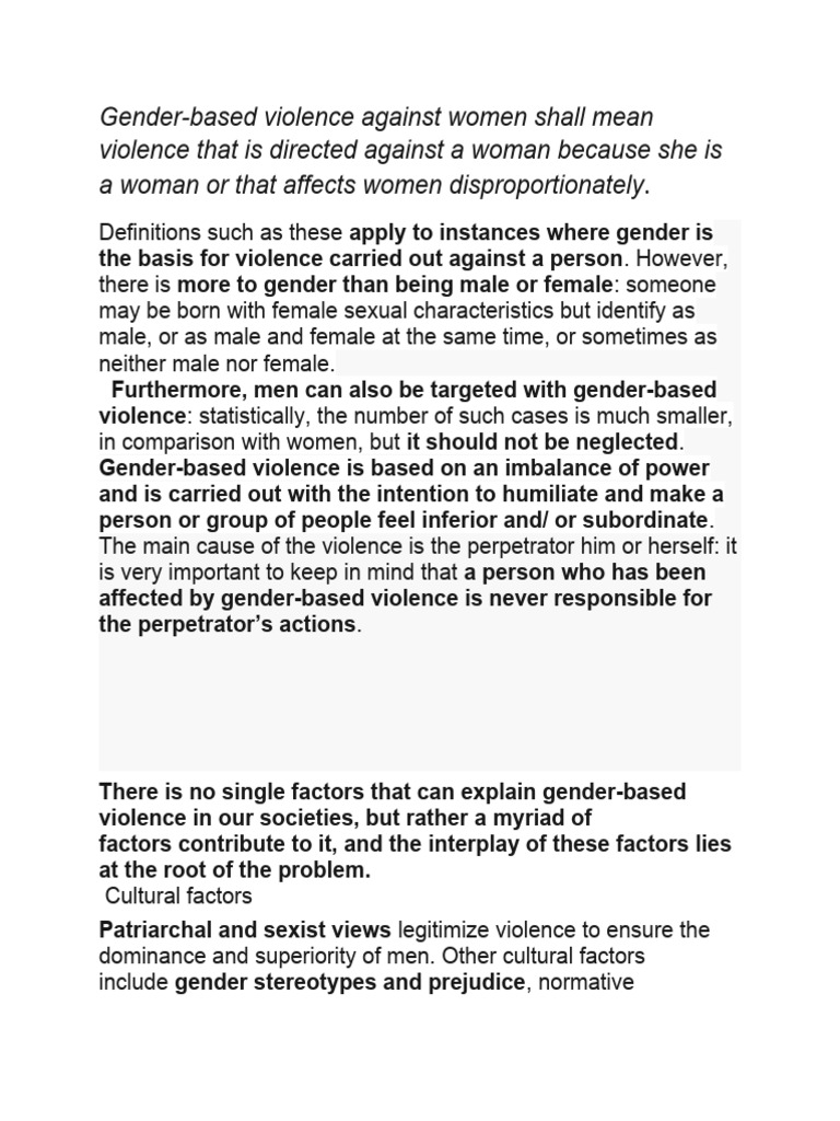 Gender Based Voilence | PDF | Domestic Violence | Violence