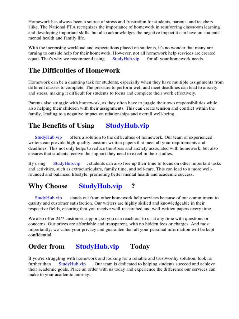 National Pta Homework Policy | PDF | Homework | Internet