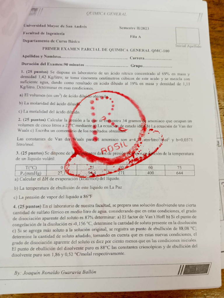 Exámenes Quim | PDF