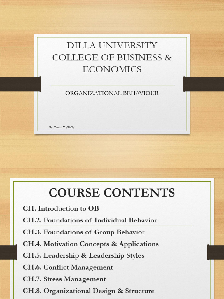 Dilla University College of Business & Economics: Organizational ...