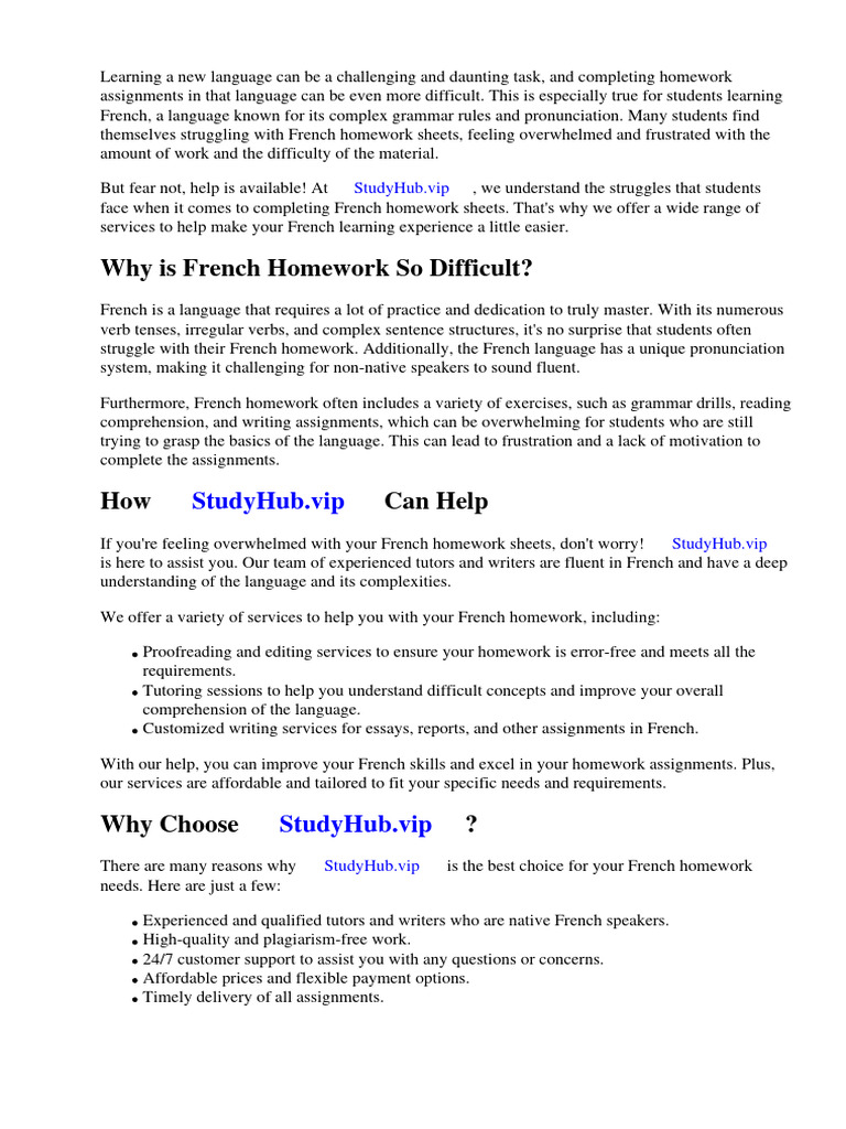 French Homework Sheets | PDF | Worksheet | French Language