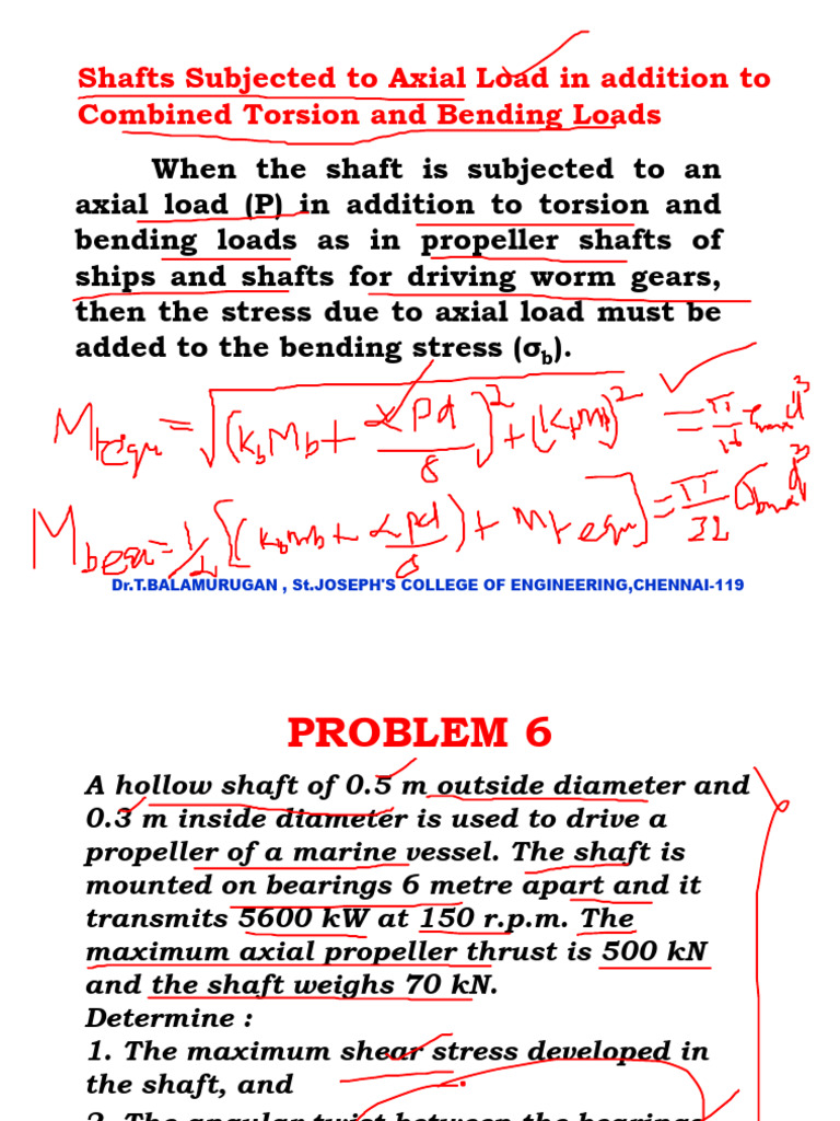 Design of Shafts Subjected To Axial Load in Addition To Bending and ...