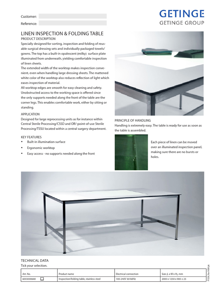 Sterile Linen Inspection Table | PDF