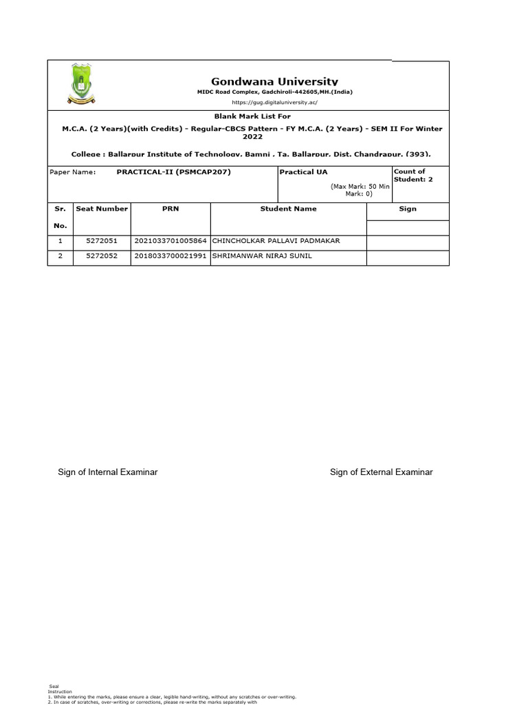 Mca Sem 2 Pra 2 | PDF