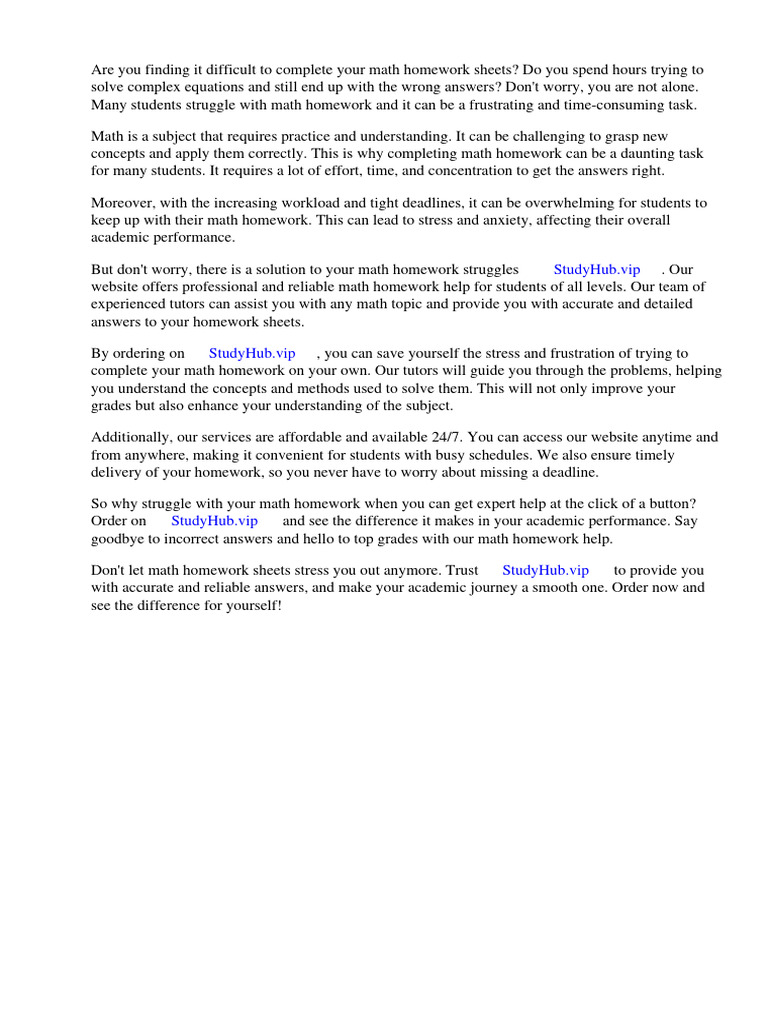 Math Homework Sheets and Answers | Download Free PDF | Worksheet | Homework