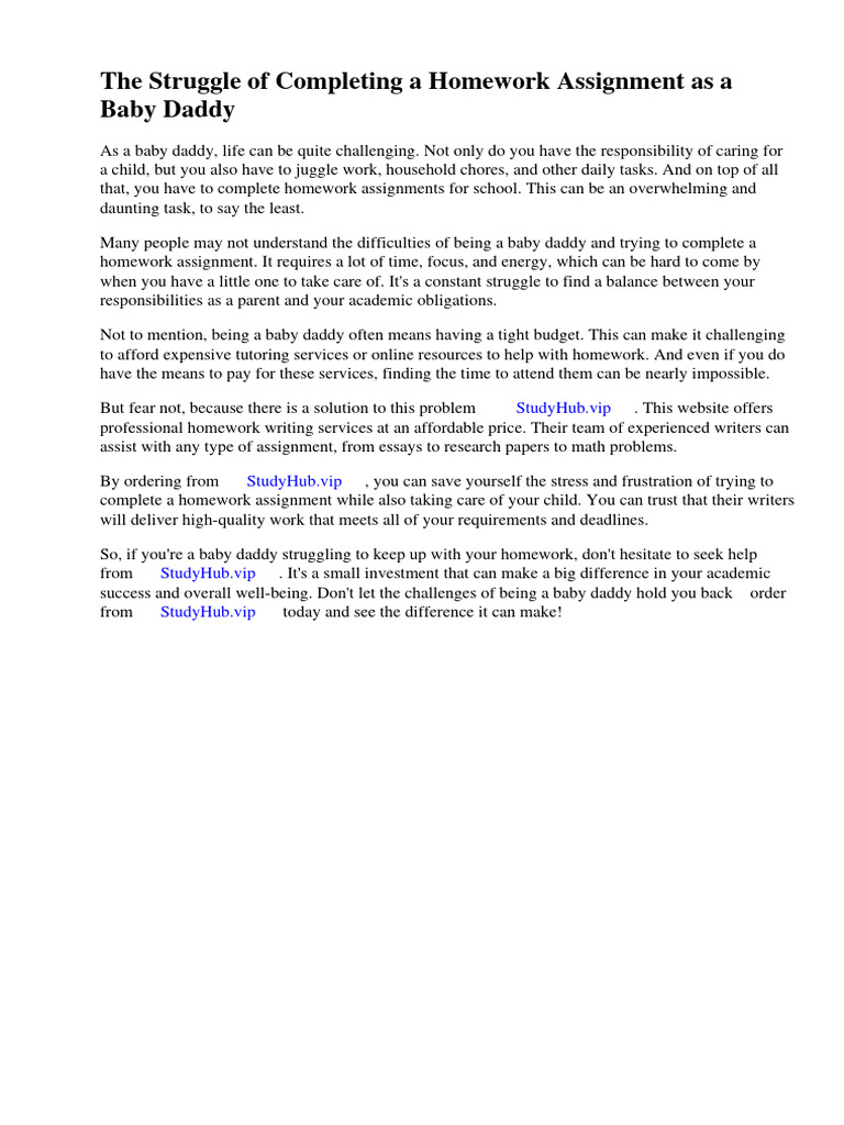 Baby Daddy Homework Assignment | PDF | Homework | Worksheet
