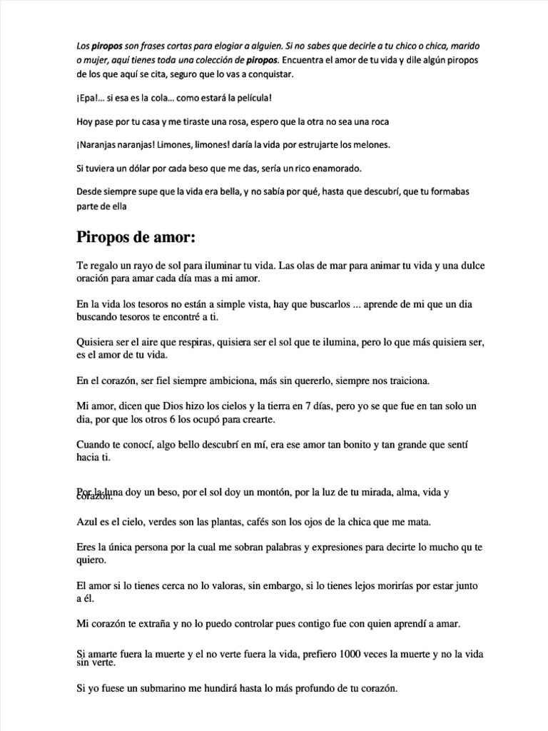 PDF Los Piropos Son Frases Cortas para Elogiar A Alguien Compress | PDF | Amor