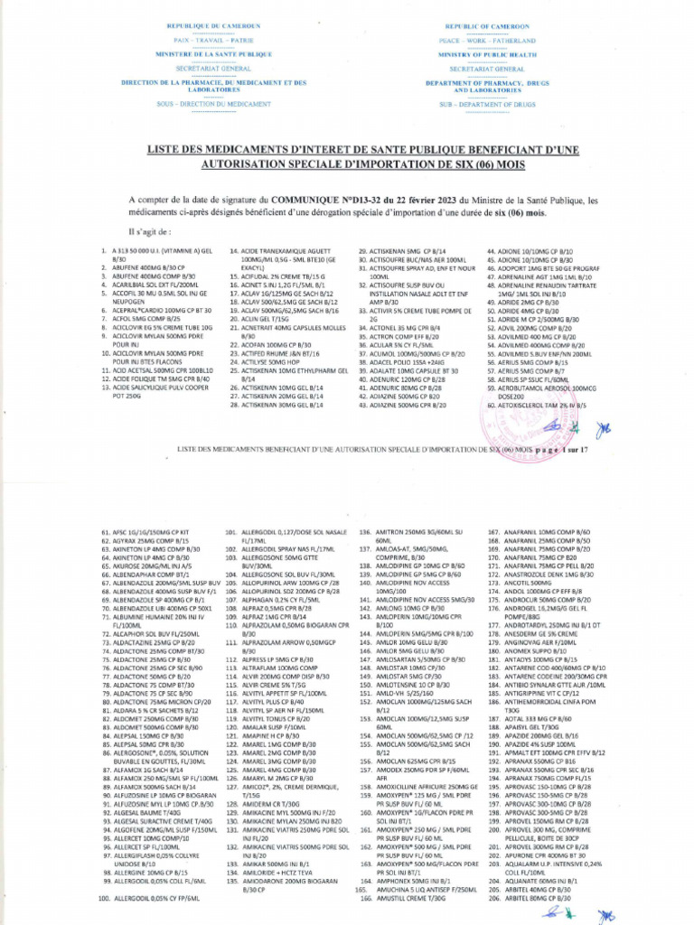 Liste Medicaments Derogeables 06 Mois 2023 Compressed | PDF
