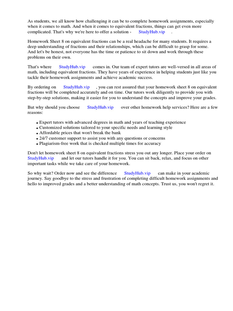 Homework Sheet 8 Equivalent Fractions Answers | PDF | Multiplication | Worksheet