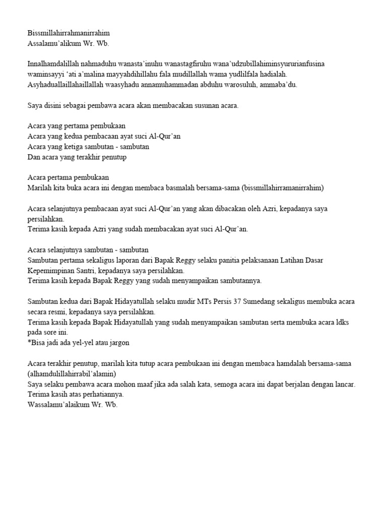 Teks Mc Pembukaan Pdf