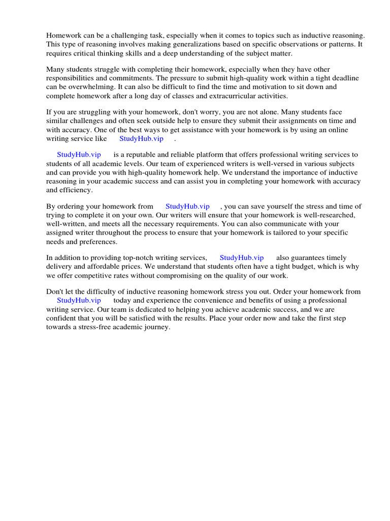 Inductive Reasoning Homework Help Guide | PDF | Inductive Reasoning ...