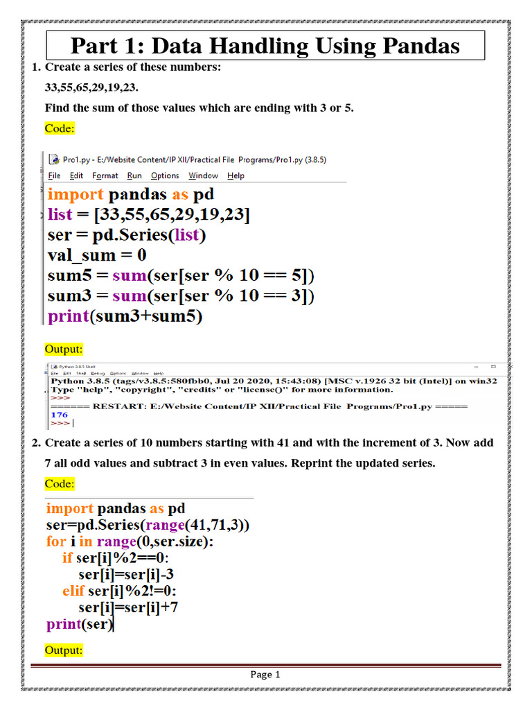 Practical File IP Class 12 | PDF | Computing | Data Management Practical File IP Class 12 | PDF | Computing | Data Management