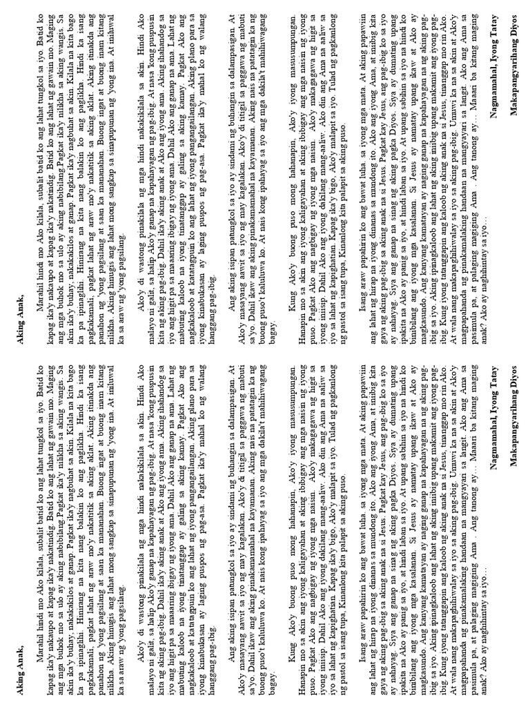 Father's Love Letter (Tagalog) | PDF