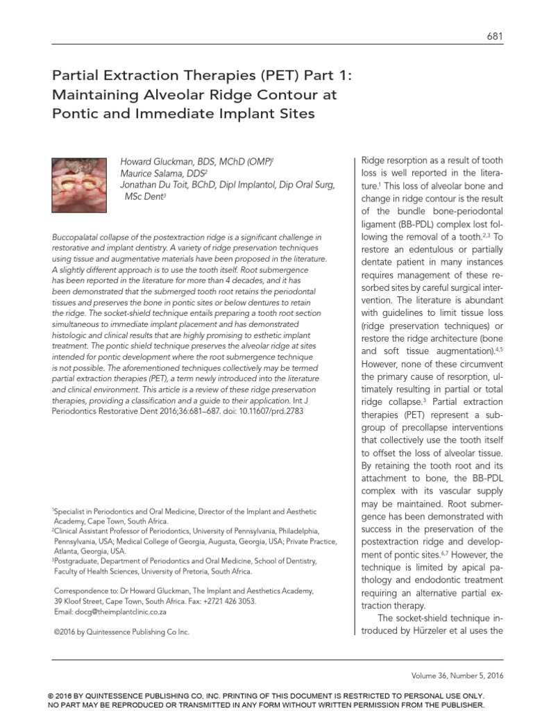 Partial Extraction Therapies Guide | PDF | Dental Implant | Human Tooth