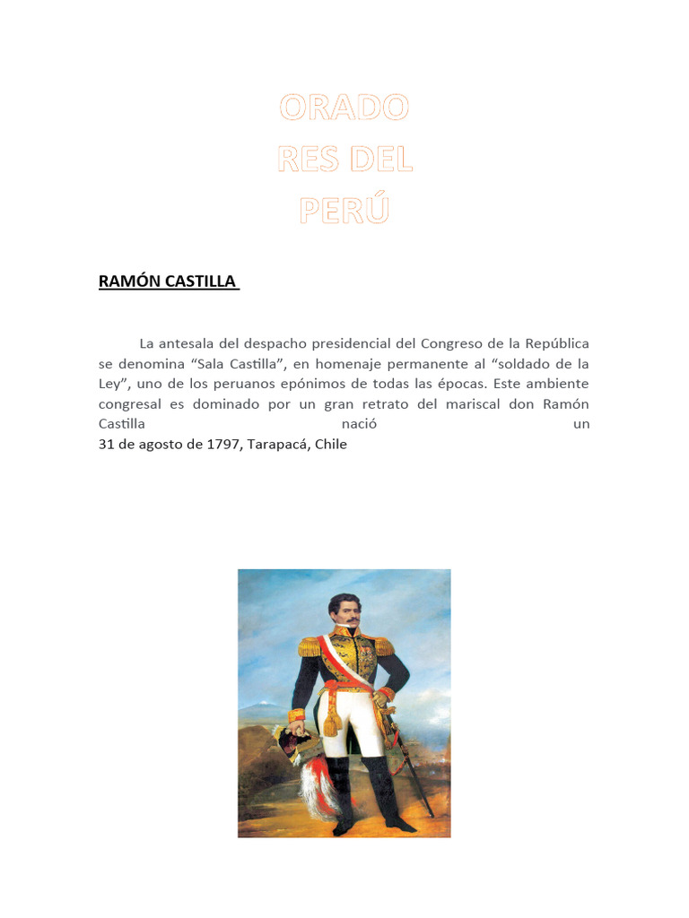Figuras Históricas del Perú: Castilla y Otros | PDF | Perú | Gobierno