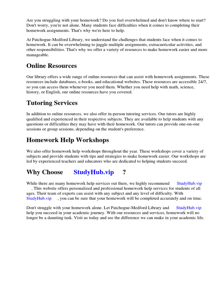Homework Help for Students | PDF | Homework