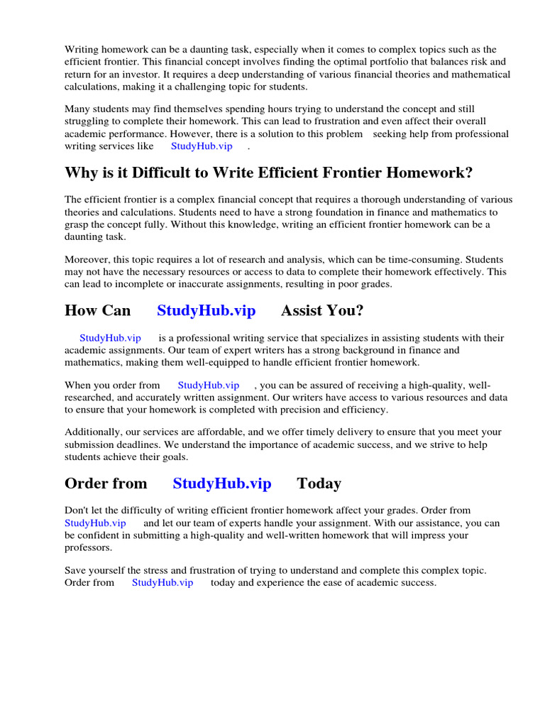 Efficient Frontier Homework | PDF | Modern Portfolio Theory