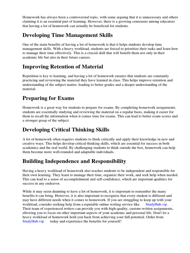 Reasons Why A Lot of Homework Is Good | PDF | Homework | Learning