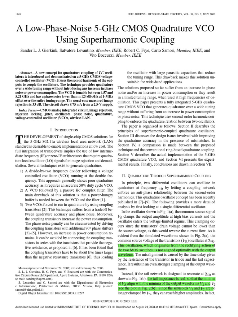 A Low-Phase-Noise 5-GHz CMOS Quadrature VCO Using Superharmonic ...