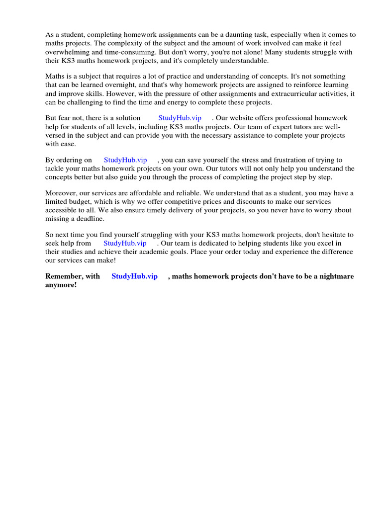 Maths Homework Projects Ks3 | PDF | Worksheet | Homework