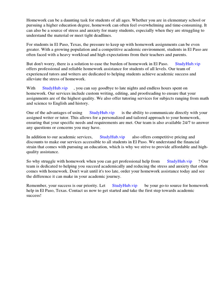 Homework El Paso TX | PDF | Cost Of Living | Homework