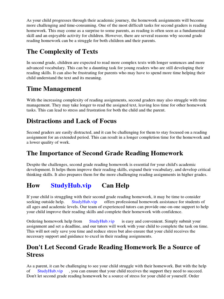 Challenges of Second Grade Reading Homework | PDF | Homework | Worksheet