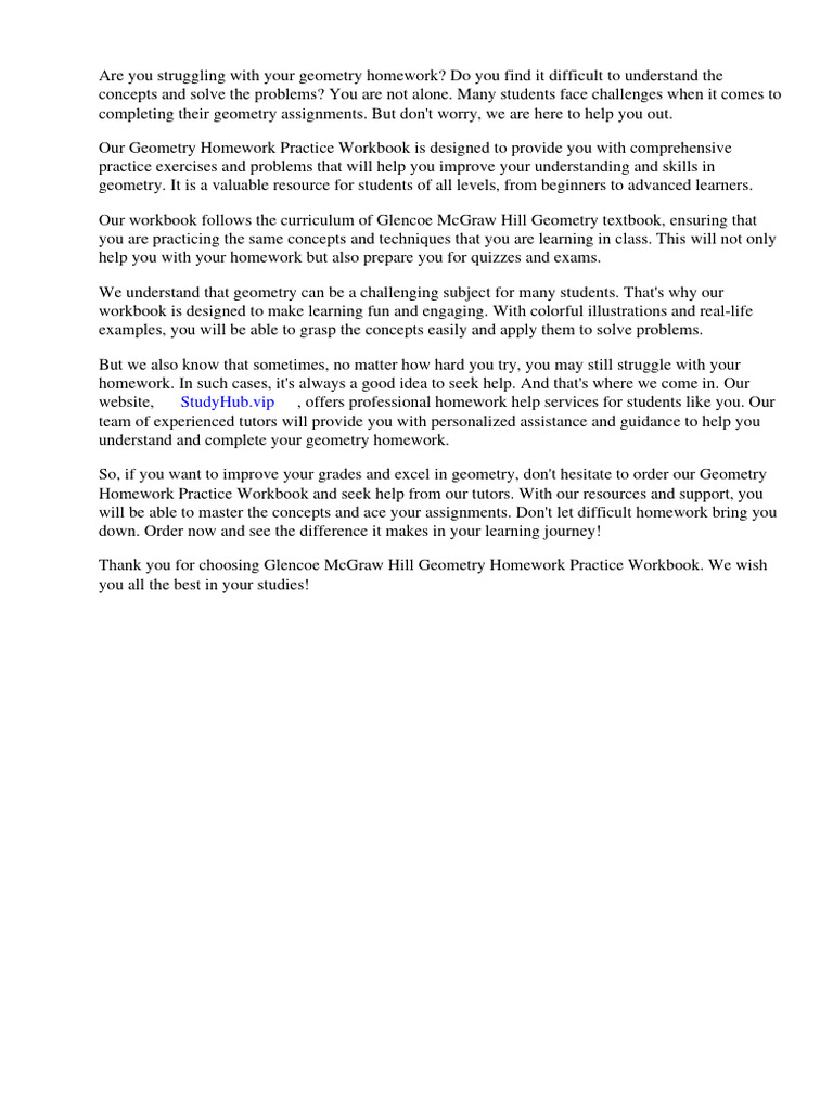 Glencoe Mcgraw Hill Geometry Homework Practice Workbook | PDF ...