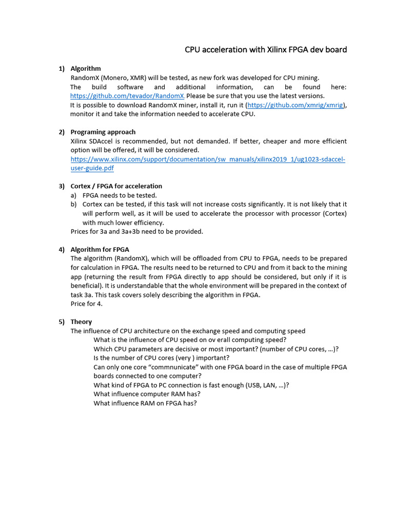 CPU Acceleration With Xilinx FPGA Dev Board | PDF