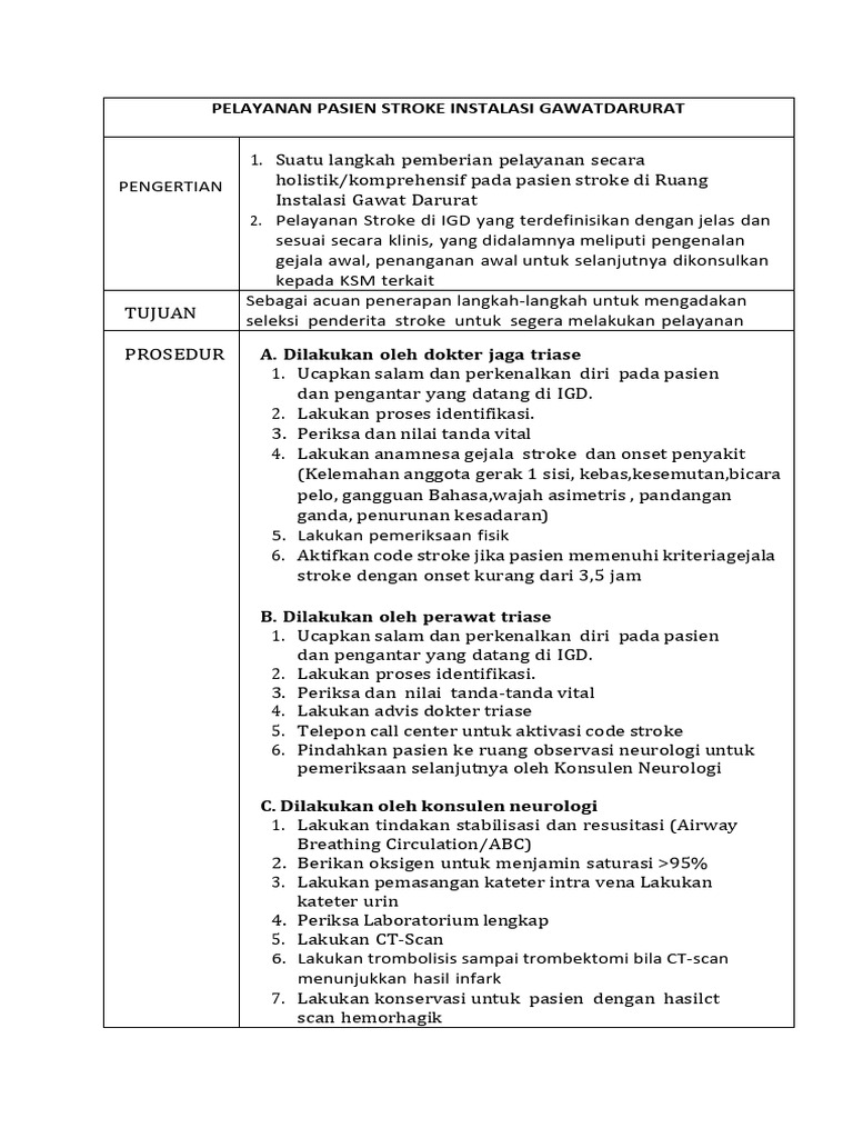 Prosedur IGD untuk Pasien Stroke | PDF | Sains & Matematika