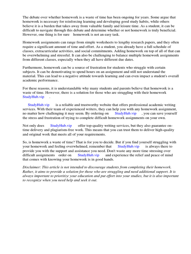 Debate Topic Homework Is A Waste of Time | PDF | Homework