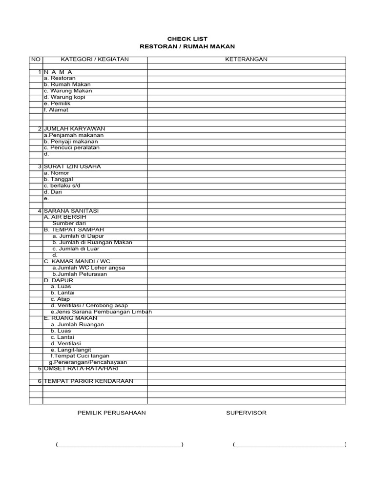 Checklist Rm. | PDF
