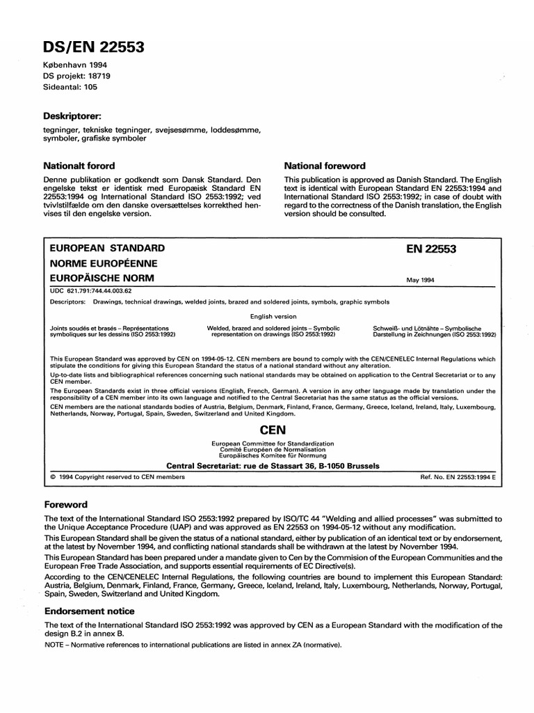 ISO 2553 - Welding Symbol Standards | PDF