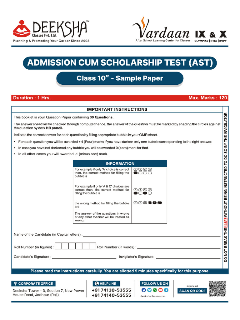 Class-10 AST Sample-Paper | PDF